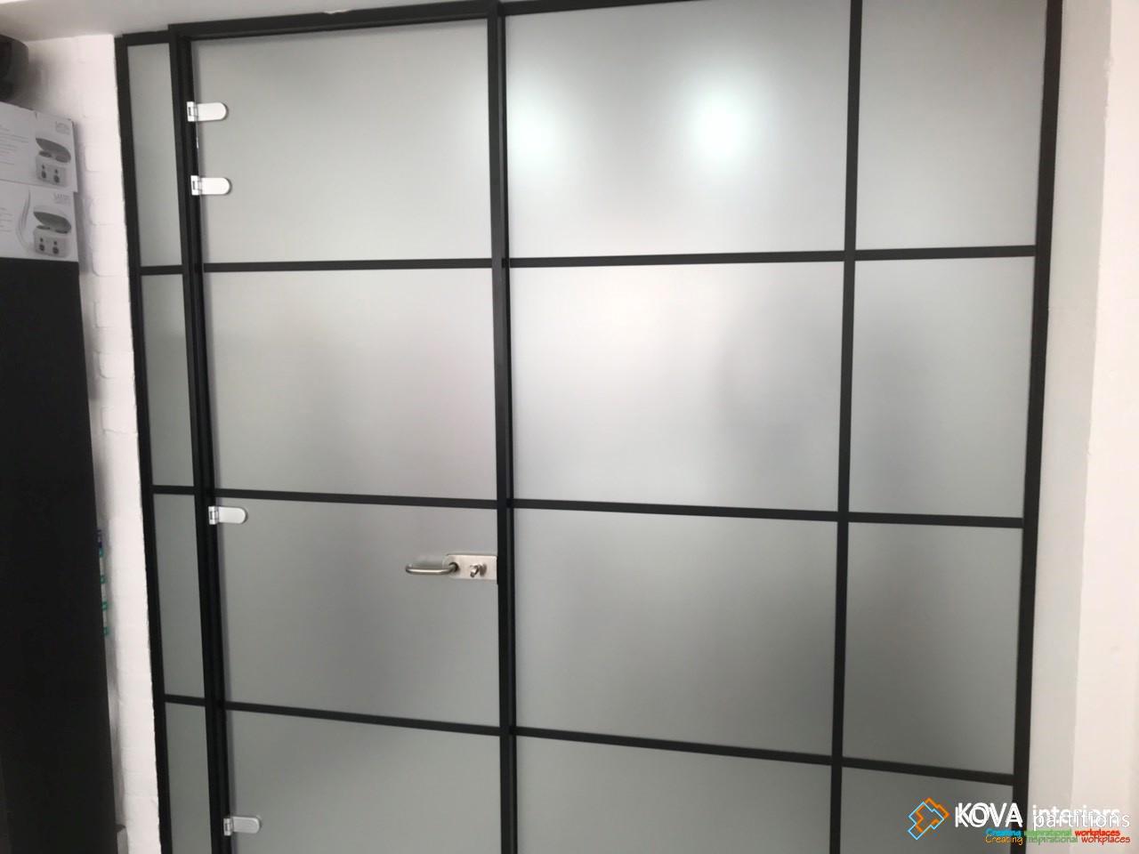 Stylish Black Framed Glass Partition for LeSalon in Clerkenwell - Kova